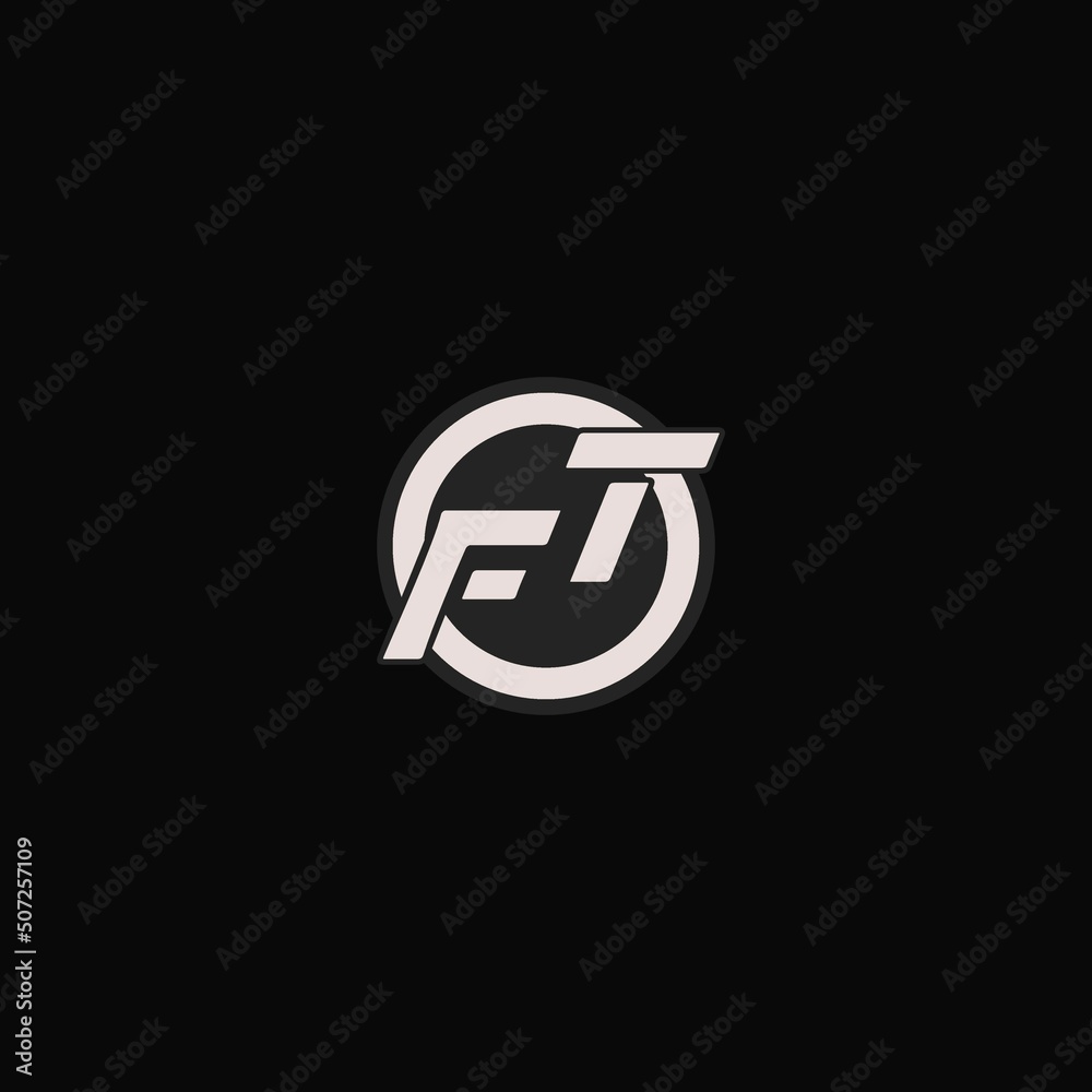 Initial FT logo circle line style, simple esport team logo design Stock ...