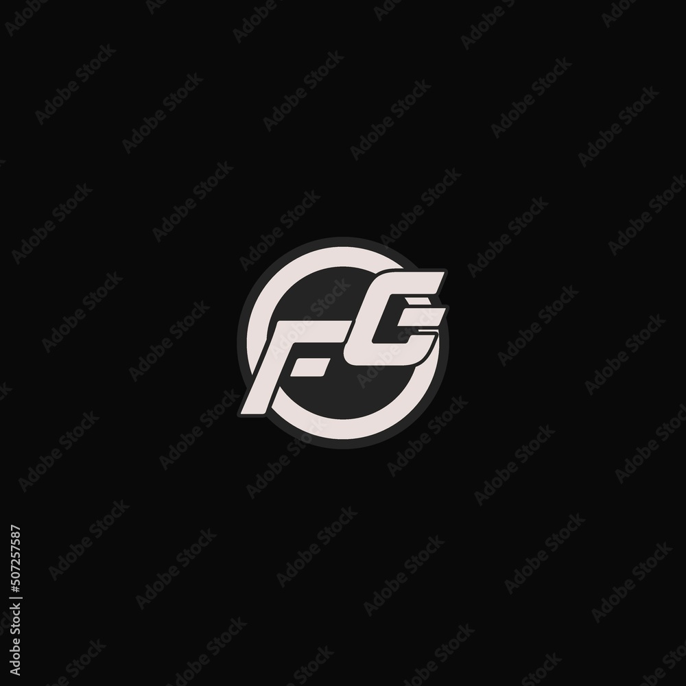 Initial FG logo circle line style, simple esport team logo design Stock ...