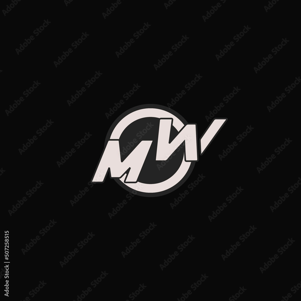 Initial MW logo circle line style, simple esport team logo design Stock ...