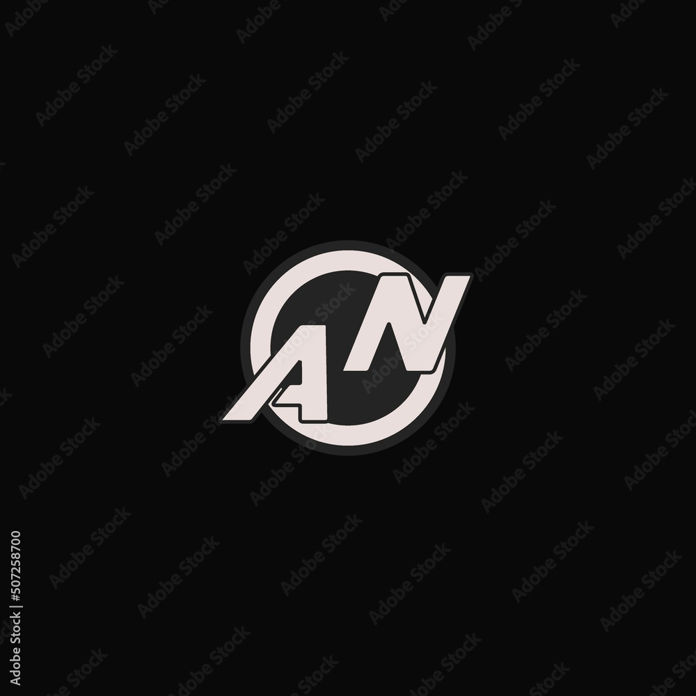 Initial AN logo circle line style, simple esport team logo design Stock ...