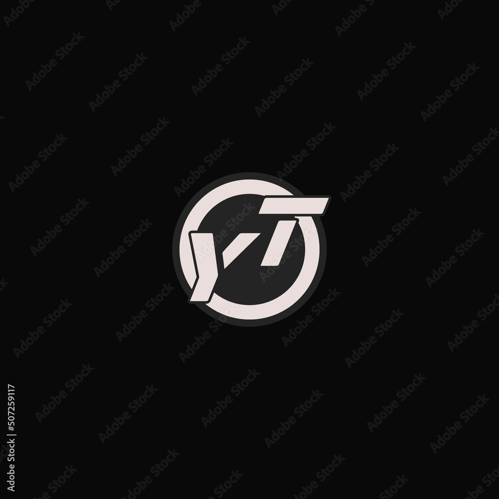 Initial YT logo circle line style, simple esport team logo design Stock ...