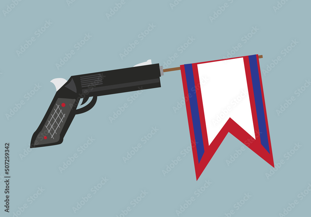 A handgun with a banner in its barrel. Editable Clip Art. Stock Vector ...