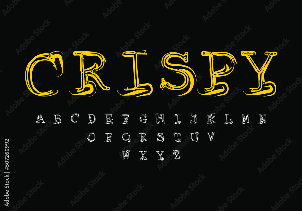 Font with a scribble and crisp style. Vector font for typography, title ...