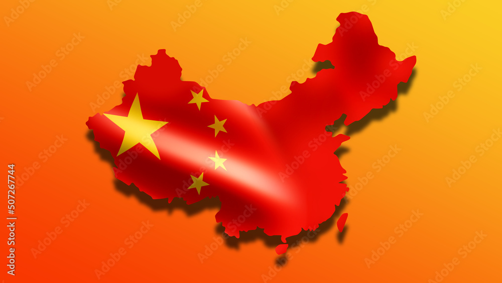 Map of China. People's Republic of China. PRC state silhouette ...