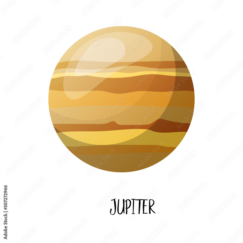 Cartoon planet for kids. Jupiter. Solar system. Stock Vector | Adobe Stock