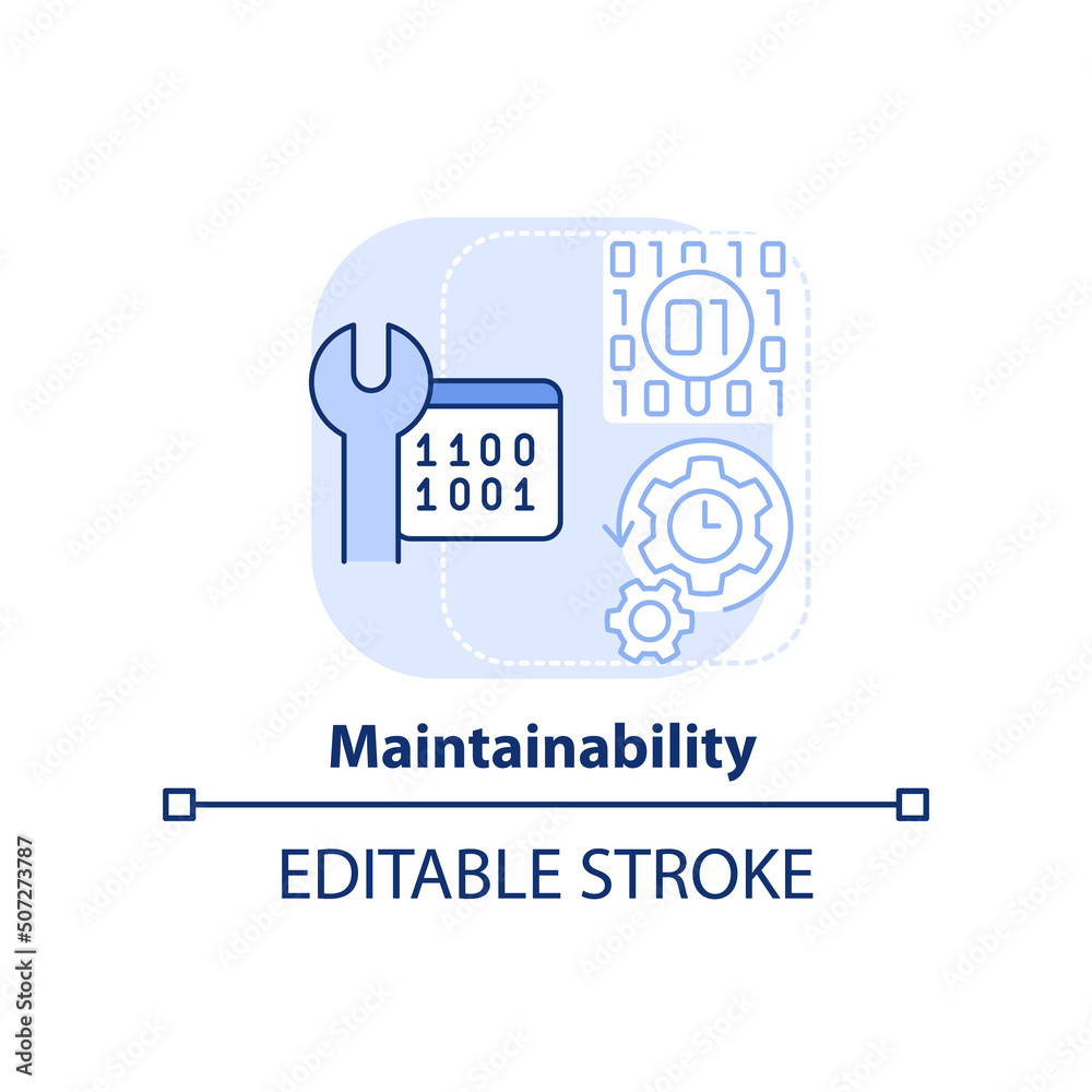 Vetor de Maintainability light blue concept icon. Programing language ...
