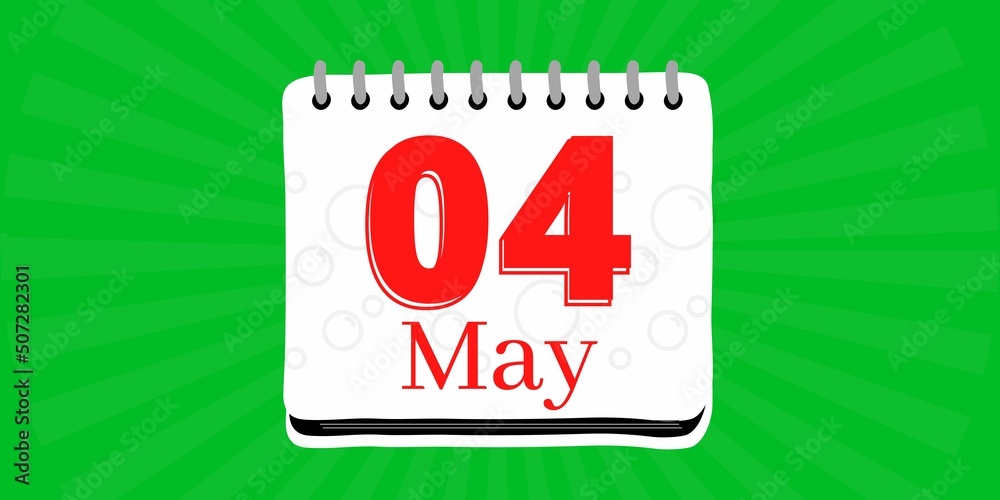 04 may, calendar with the day four of the month of may in white color ...