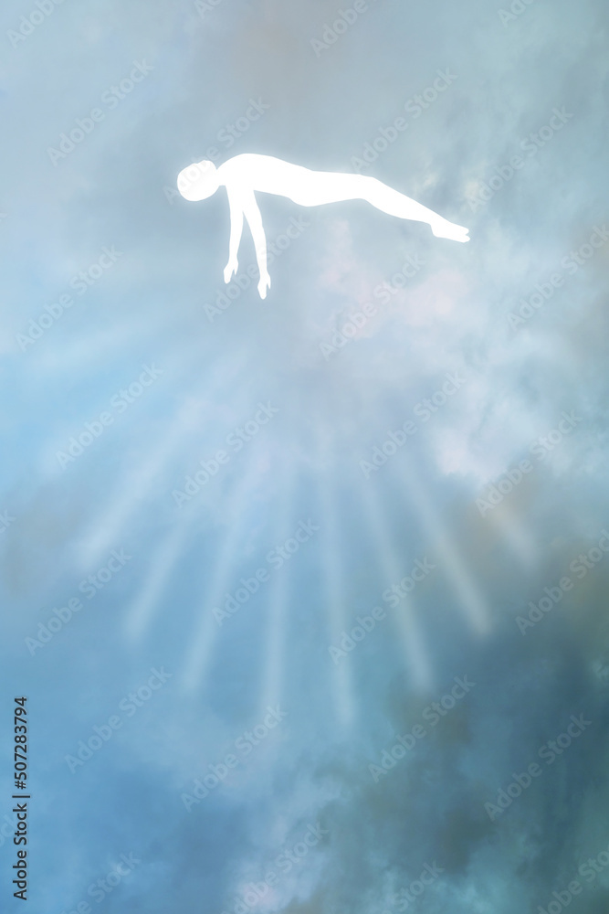 dramatic background light sky, immortal soul of the deceased ascends to ...