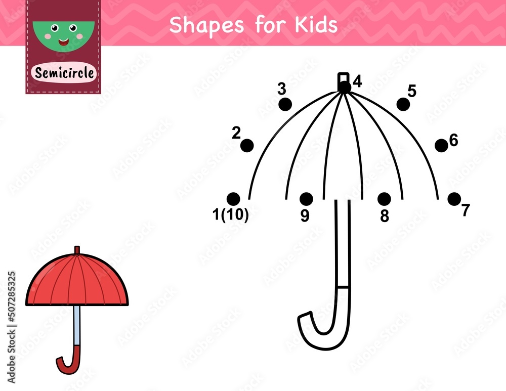 Dot to dot number game for kids. Connect the dots and draw an umbrella ...