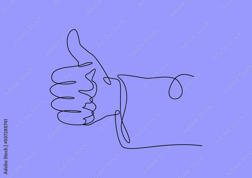 Thumbs up line-continuous line drawing Stock Vector | Adobe Stock
