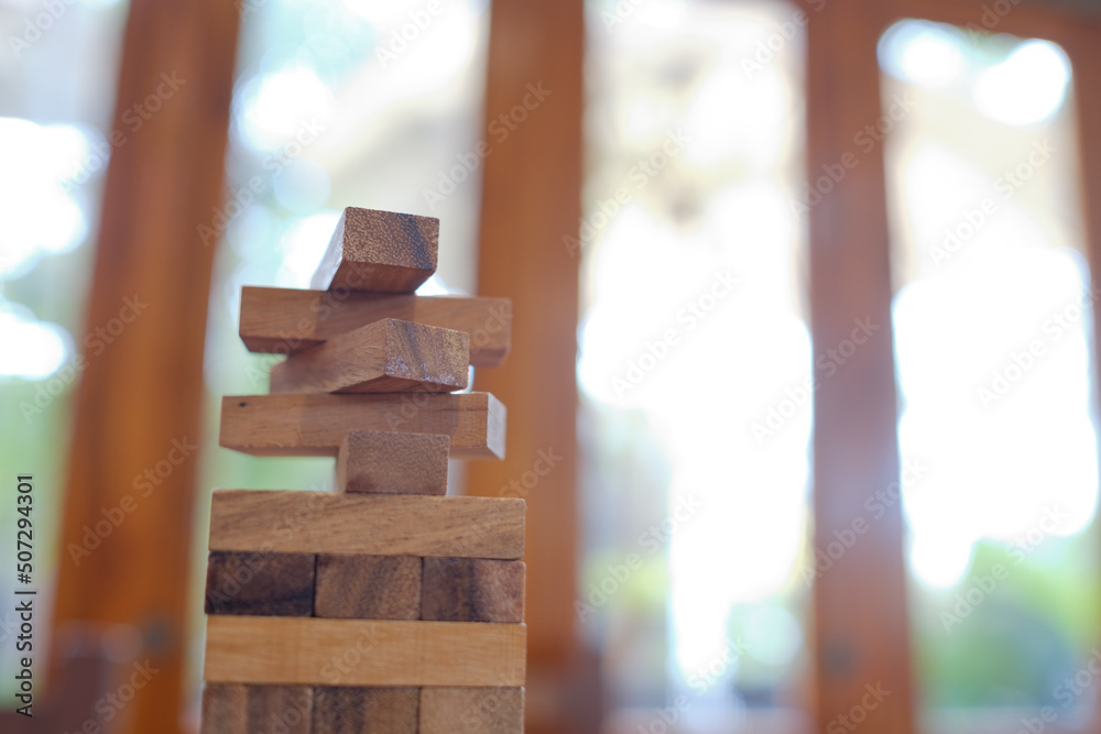 building wood blocks, plan and strategy Stock Photo | Adobe Stock