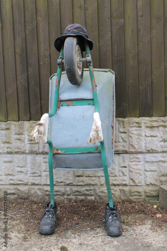 Wheelbarrow made to look like a person, Will Barrow concept. Will ...