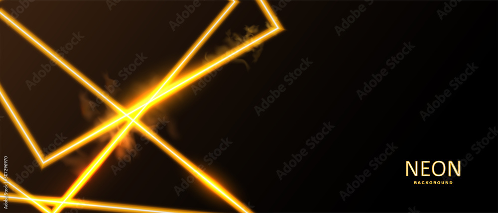 Golden geometric neon light effect background. Stock Vector | Adobe Stock
