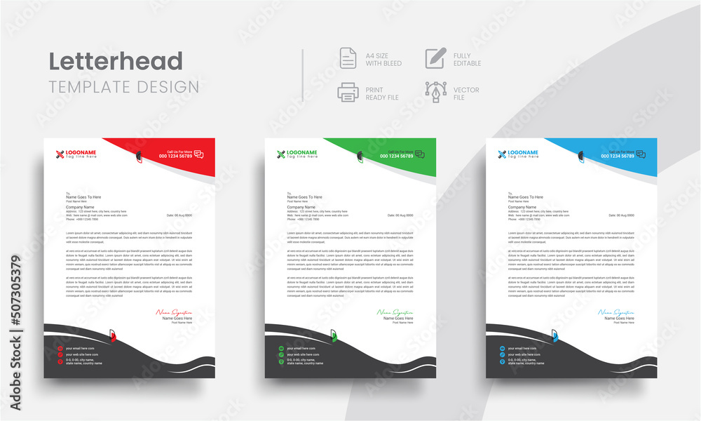 Professional letterhead business stationery template for corporate ...