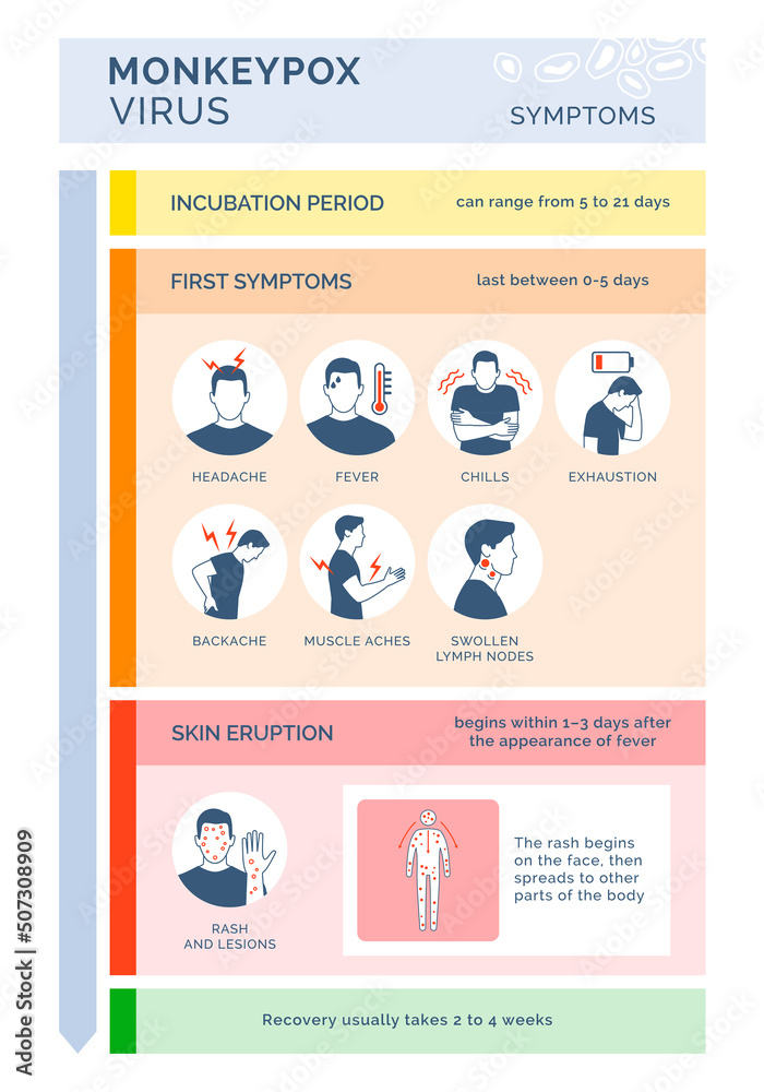 Monkeypox virus symptoms medical infographic Stock Vector | Adobe Stock
