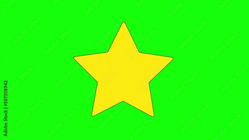 Yellow golden rating ranking star appearing animation. Green screen ...