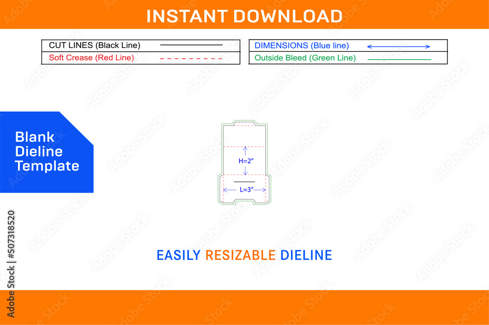 Invitation envelope 2x3 inch dieline template and 3d envelope Blank ...
