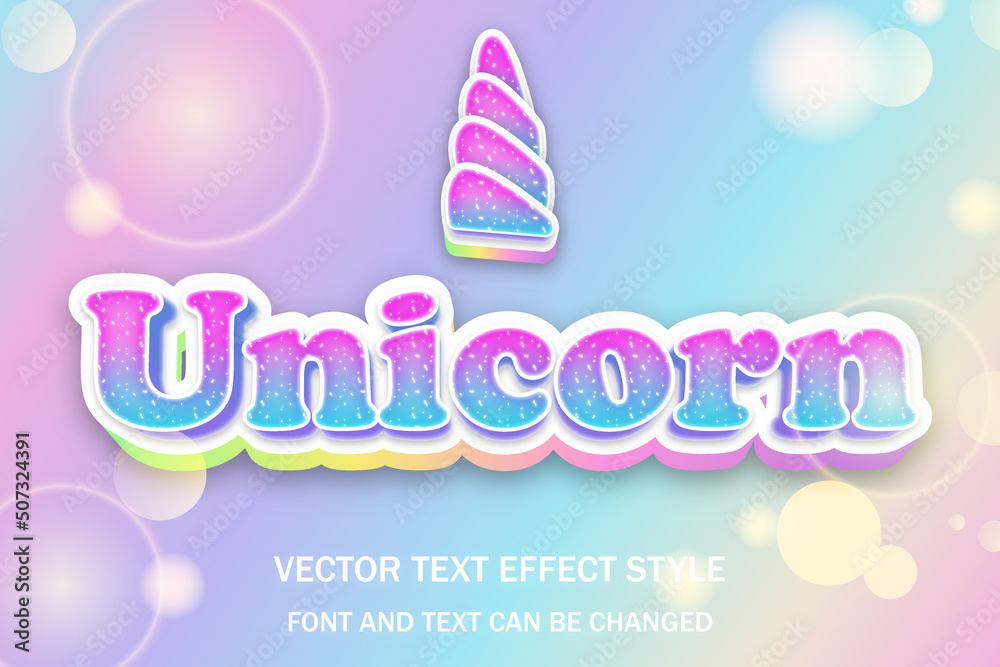 unicorn horn 3d cute kawaii shiny sparkling holographic color editable ...