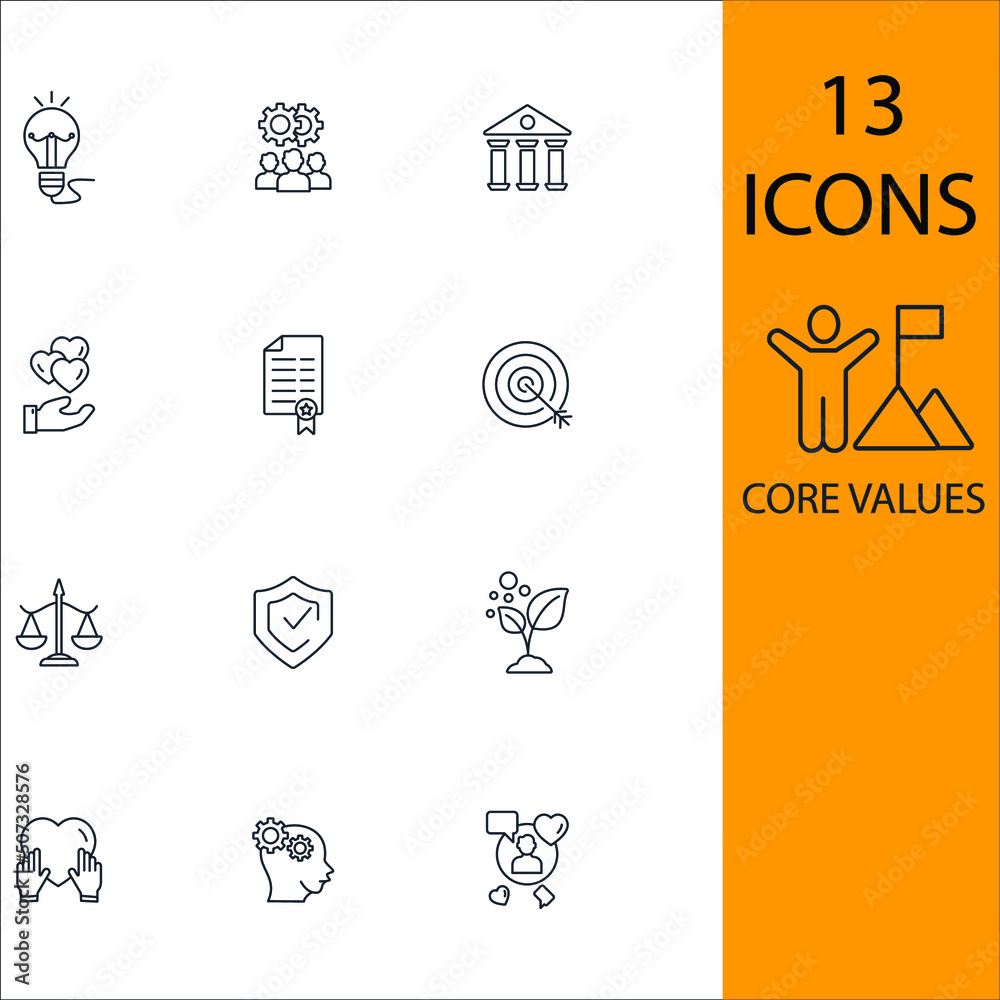 core values icons set . core values pack symbol vector elements for ...