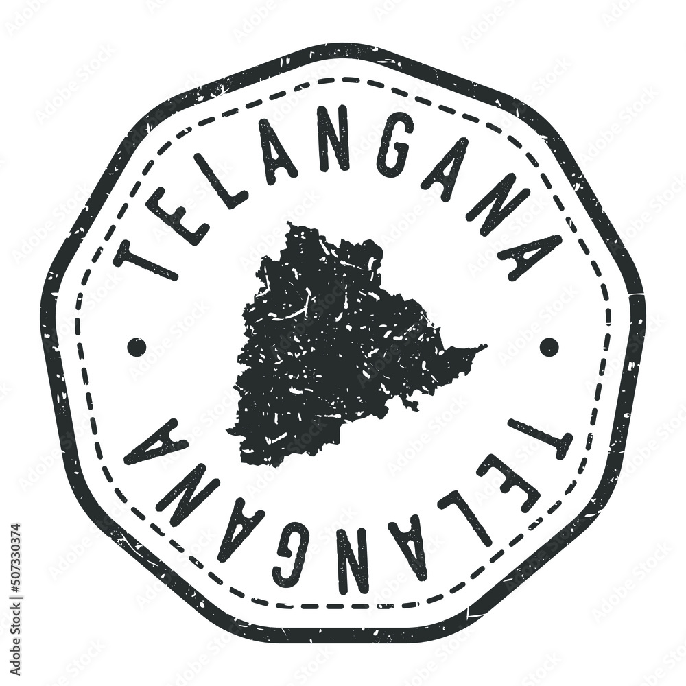Telangana, India Map Stamp Retro Postmark. Silhouette Postal Passport ...