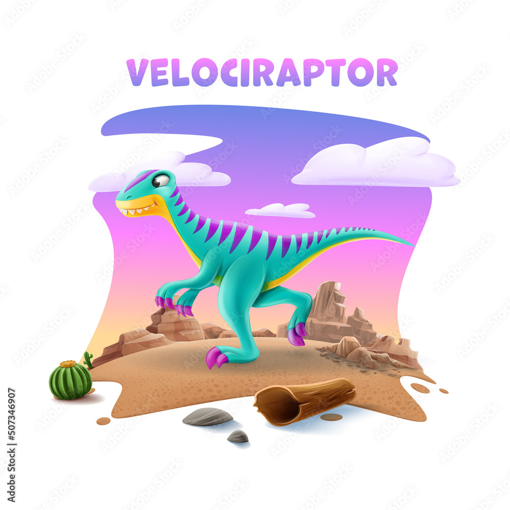 Cute Cartoon Velociraptor