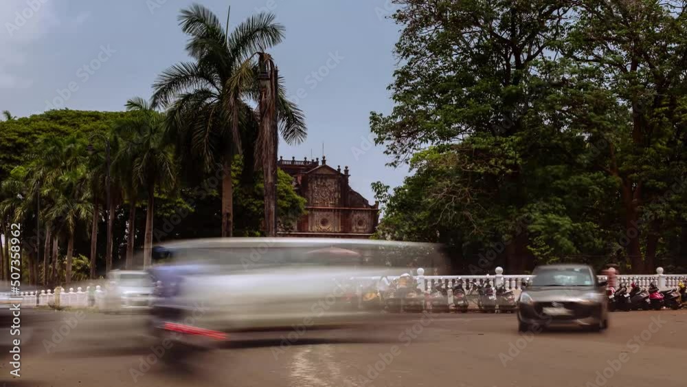 4K Timelapse footage of Tourists and devotees visiting Basilica of Bom ...