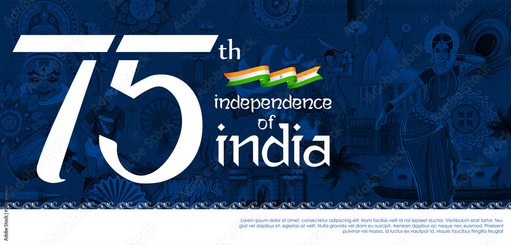 tricolor banner with Indian flag for 75th Independence Day of India on ...