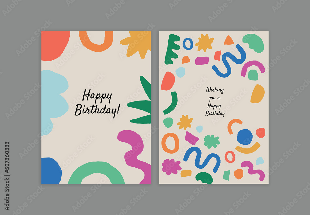 Happy Birthday Greeting Card Layout Stock Template | Adobe Stock
