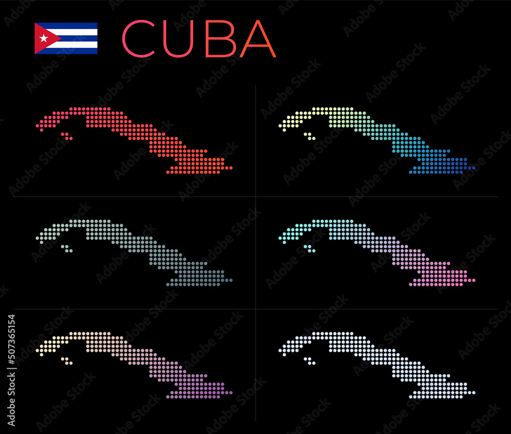 Cuba dotted map set. Map of Cuba in dotted style. Borders of the ...