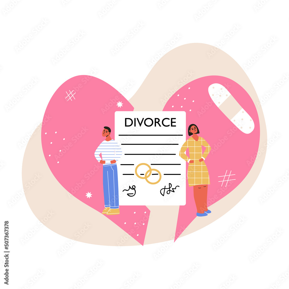 Ex-wife and ex-husband sign agreement divorce document and property ...