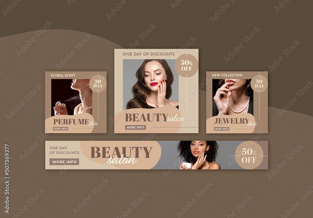 Beauty Web Banner Set Stock Template | Adobe Stock
