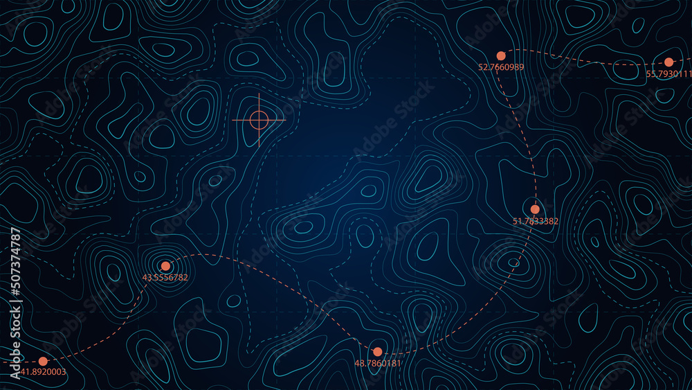 Topographic map. The geographical basis of the relief. Contour map ...