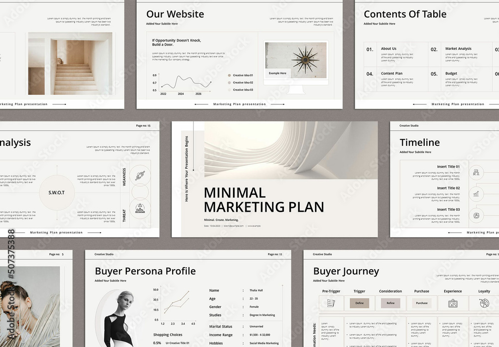 Minimal Marketing Plan Presentation Layout Stock Template | Adobe Stock