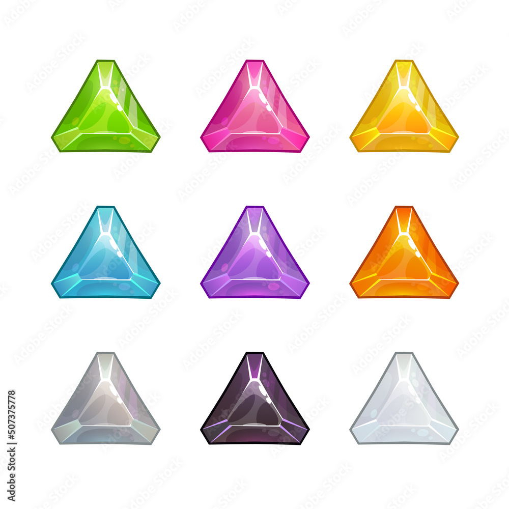 Cartoon polygonal crystal assets for game design. Stock Vector | Adobe ...