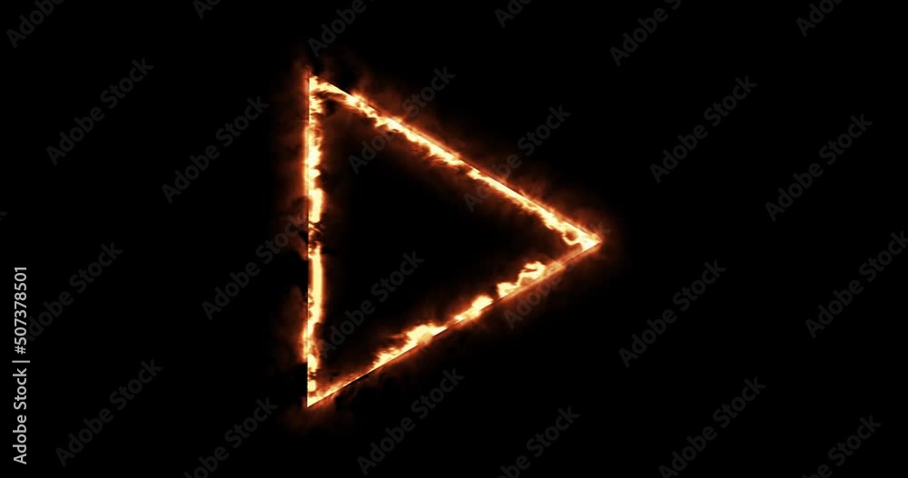 Fire triangle on a black background. Abstract hot triangle, flame frame ...