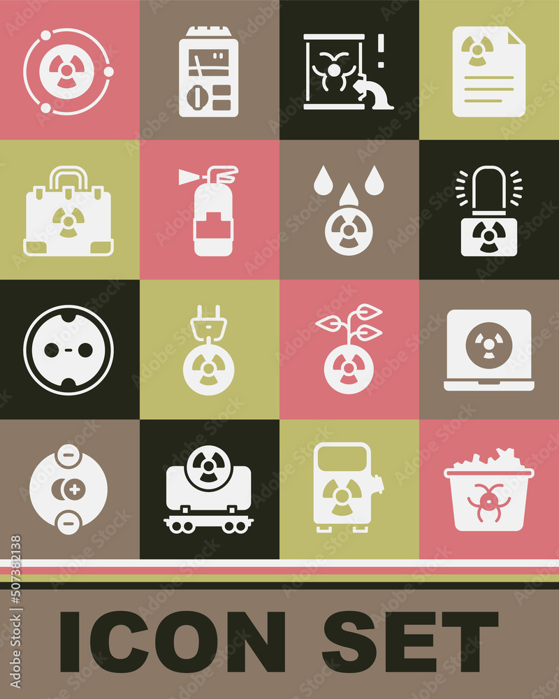 Set Infectious waste, Nuclear laptop, Radioactive warning lamp, barrel ...