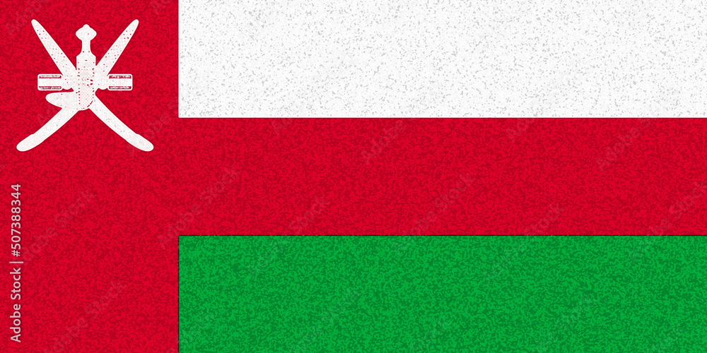 Oman flag. OM government symbol. Gov nationt banner of capital Muscat ...