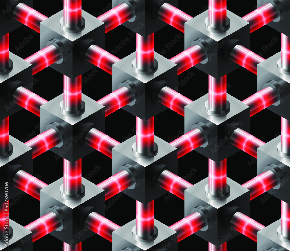 Crystalline red-hot seamless pattern - vector background for continuous ...