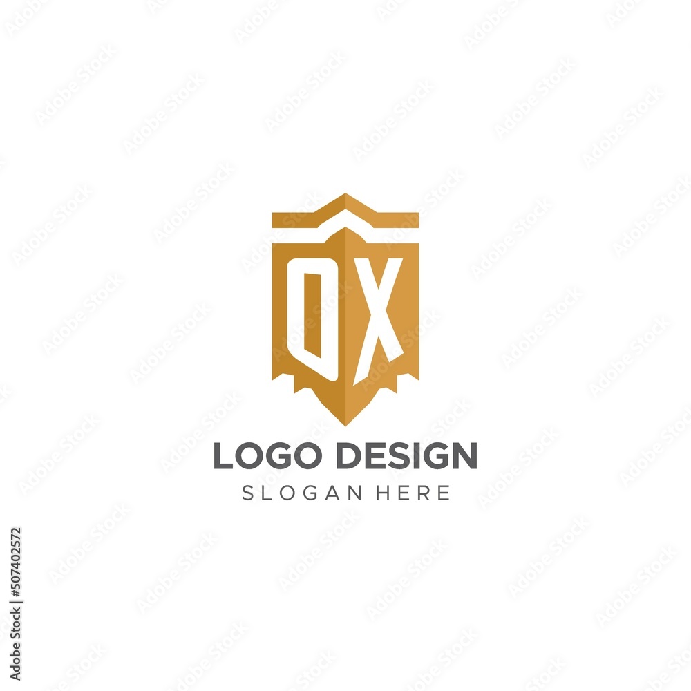 Monogram OX logo with shield geometric shape, elegant luxury initial ...