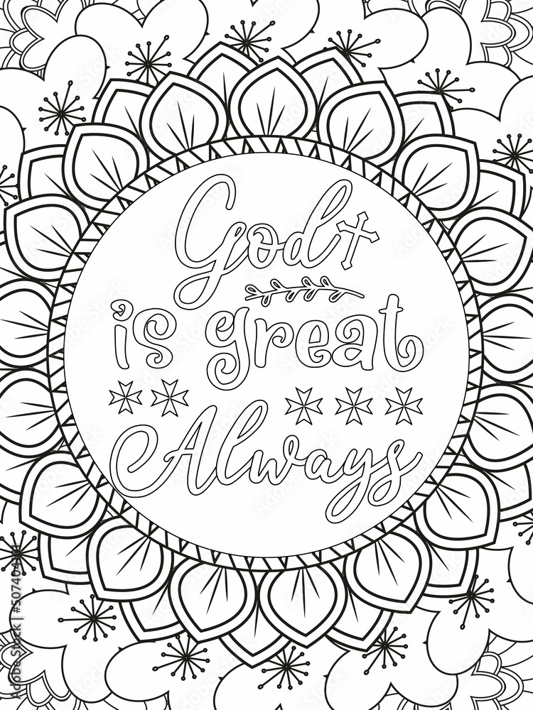 Bible verse coloring page. Vector Lettering and flowers for coloring ...