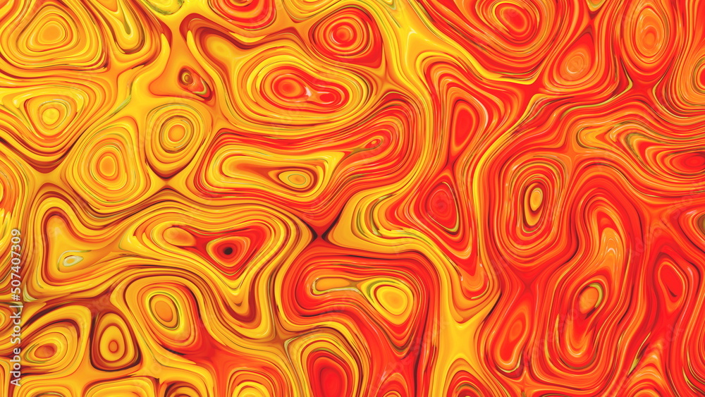 Modern surrealism yellow and orange abstract swirls, psychedelic ...