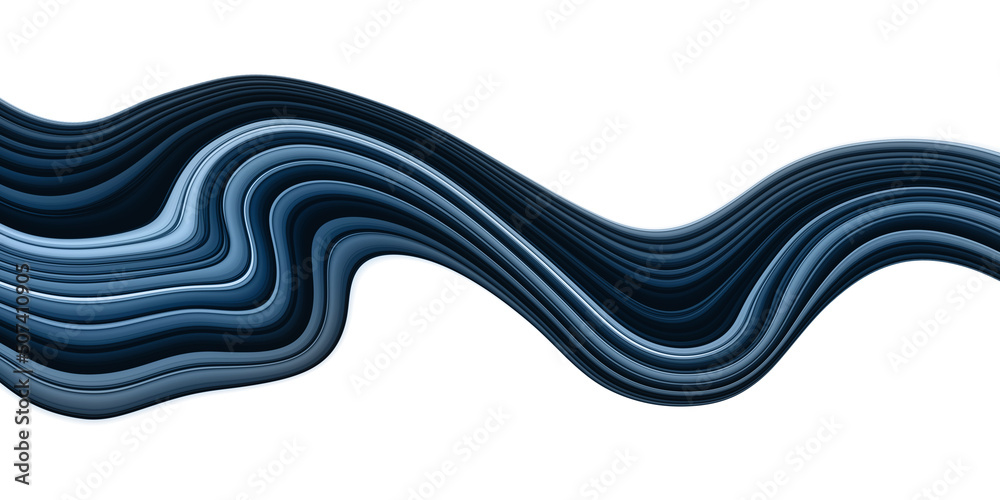 Abstract curve line navy blue wavy flowing fluid isolated on white ...