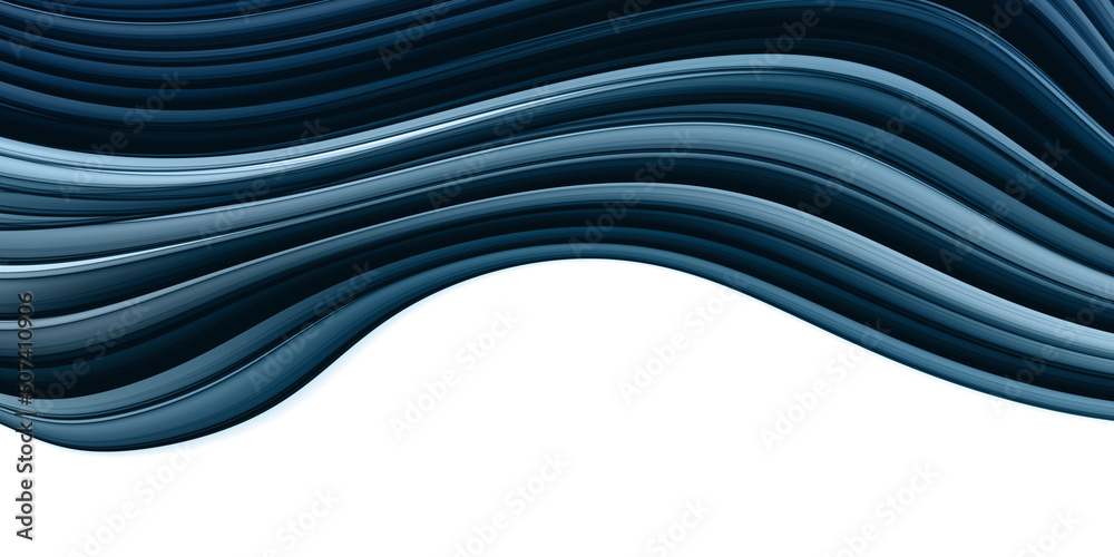 Abstract curve line navy blue wavy flowing fluid isolated on white ...
