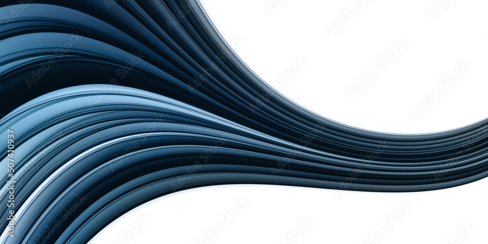 Abstract curve line navy blue wavy flowing fluid isolated on white ...