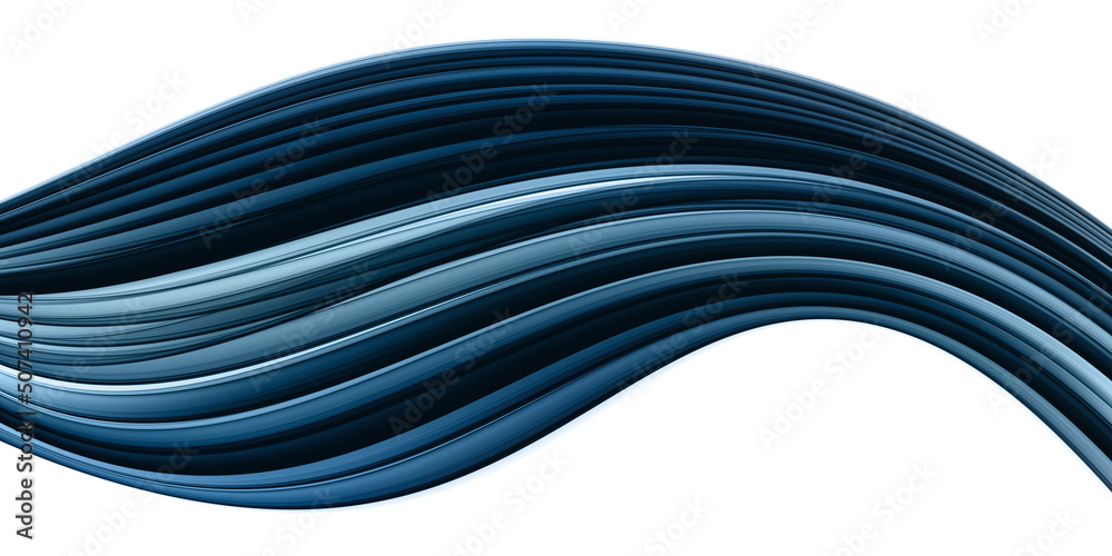 Abstract curve line navy blue wavy flowing fluid isolated on white ...