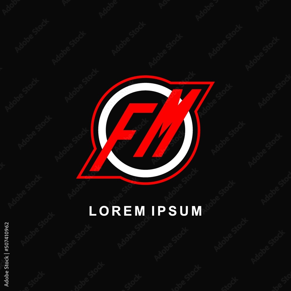 Monogram FM logo circle line, simple and clean esport logo design Stock ...