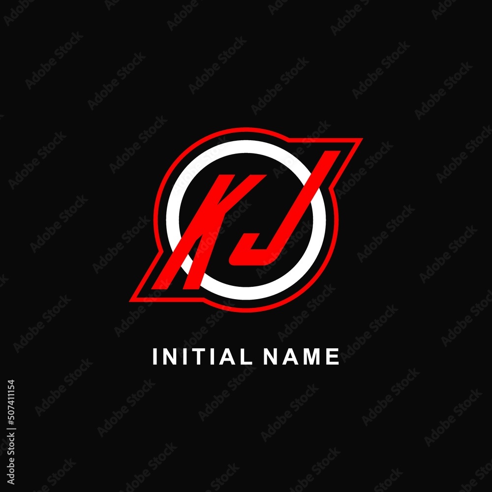 Monogram KJ logo circle line, simple and clean esport logo design Stock ...
