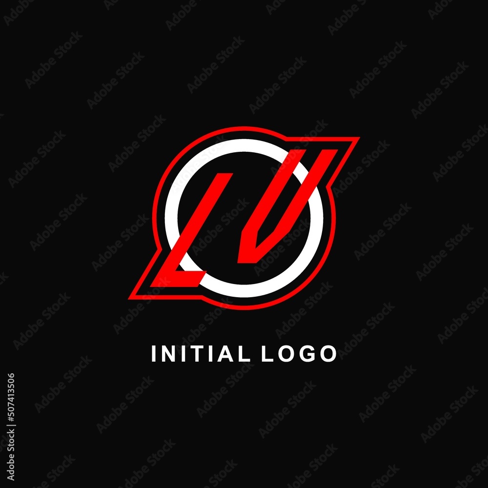 Monogram LV logo circle line, simple and clean esport logo design Stock ...