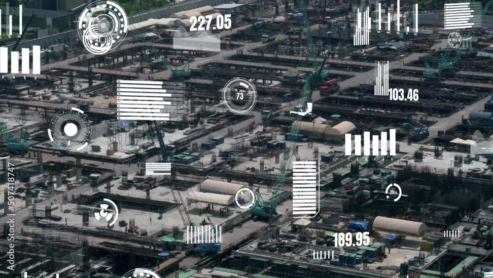 Construction technology concept with alteration graphic over ...