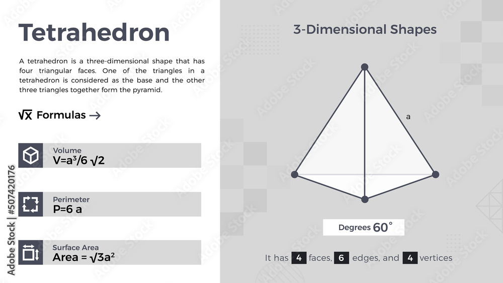 2D Representation and properties of Tetrahedron-Vector Design Stock ...